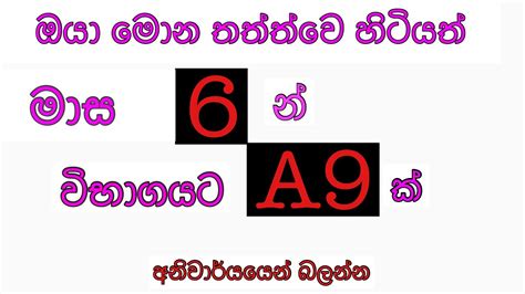 මාස 6න් A9 ක් 6 Month Plan Gce O L Exam Exam Tricks Olexam Olevel Olscience 9as
