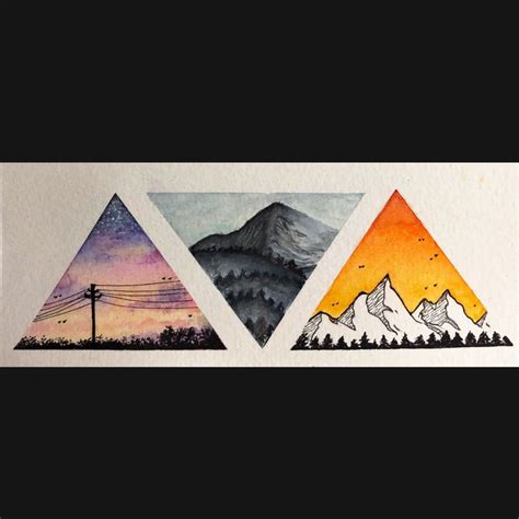 Triangle Watercolor Art With Mountain Landscape