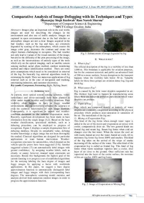 Pdf Comparative Analysis Of Image Defogging With Its Techniques And Types