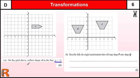 Transformations Relfection And Translation Gcse Maths Foundation Revision Exam Paper Practice