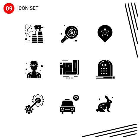 User Interface Pack Of 9 Basic Solid Glyphs Of Map Gps Location