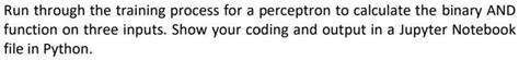 Run Through The Training Process For A Perceptron To Calculate The