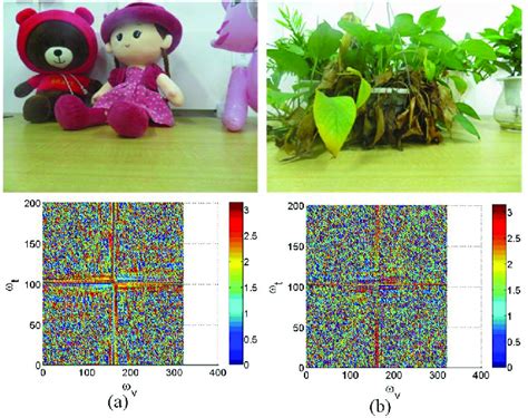 phase spectrum of the light field for two actual scenes ragdoll and