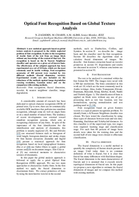 Pdf Optical Font Recognition Based On Global Texture Analysis