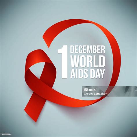 현실적인 레드 리본 배너 세계에 대 한 기호로 포스터 에이즈 날 12 월 1 디자인 서식 파일 벡터입니다 1에 대한 스톡 벡터 아트 및 기타 이미지 Istock