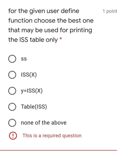 1 Point For The Given User Define Function Choose The
