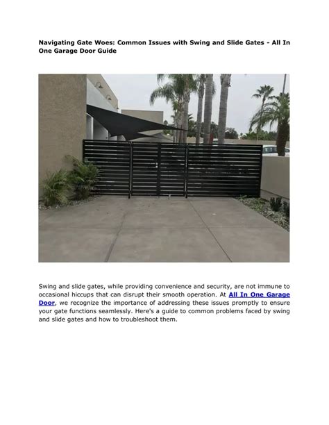 Ppt Navigating Gate Woes Common Issues With Swing And Slide Gates All In One Garage Door