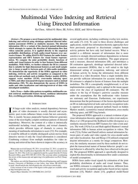Pdf Multimodal Video Indexing And Retrieval Using Directed Information