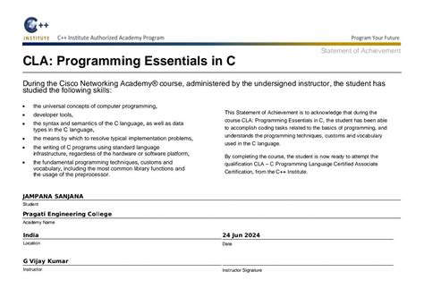 Sanjana Jampana On Linkedin Cisco Programmingessentials Advancedprogramming Cprogramming