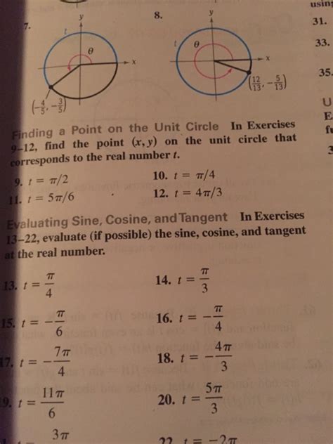 Solved Finding A Point On The Unit Circle In Exercises Chegg Com
