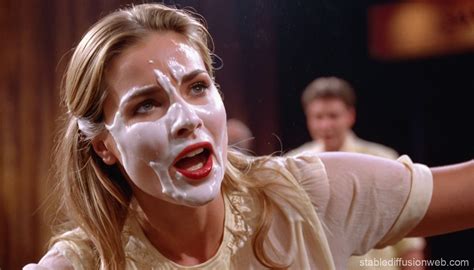 Tv Scene 90s Messy Game Show Woman Cream Pie In The Face Prompts