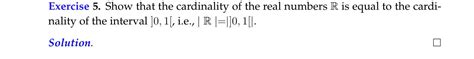 Solved Exercise 5 ﻿show That The Cardinality Of The Real