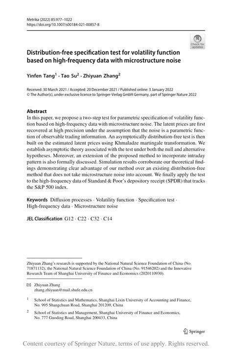 Distribution Free Specification Test For Volatility Function Based On High Frequency Data With