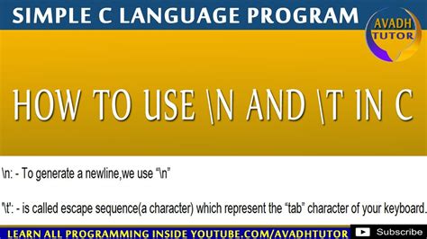 How To Use N And T In C Language How To Create Space Using C How To Create Tab Using C