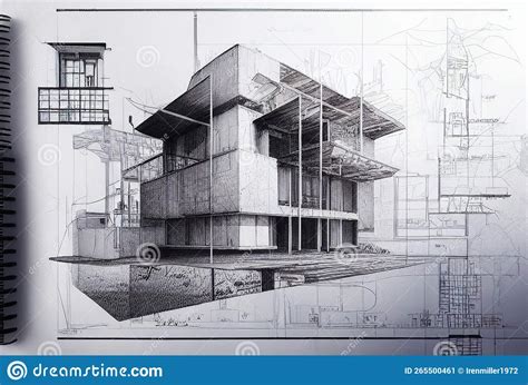 Abstract Fictional Architectural Drawings And Sketches Made With Generative Ai Architecture