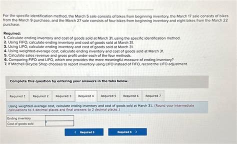 For The Specific Identification Method The March 5