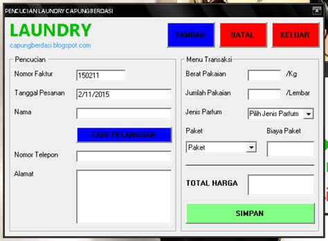 Demo Program Aplikasi Laundry Sederhana Visual Basic 6 Capungberdasi