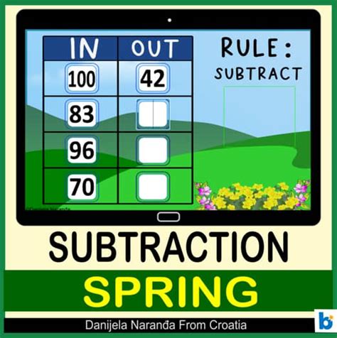 spring math input output table subtraction 2 digit boom ™ cards tpt