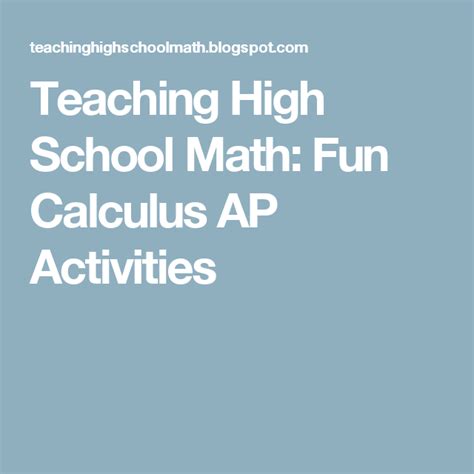 Fun Calculus AP Activities