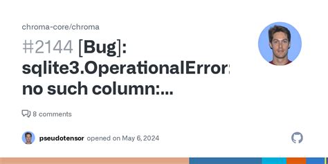 Bug Sqlite3operationalerror No Such Column Collectionstopic