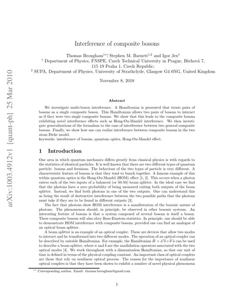 Pdf Interference Of Composite Bosons