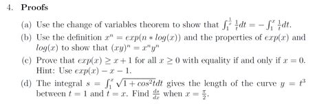 Solved 4 Proofs 1 A Use The Change Of Variables Theorem Chegg Com