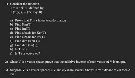 Solved 1 Consider The Function Tr3 → R3 Defined By Tx Y