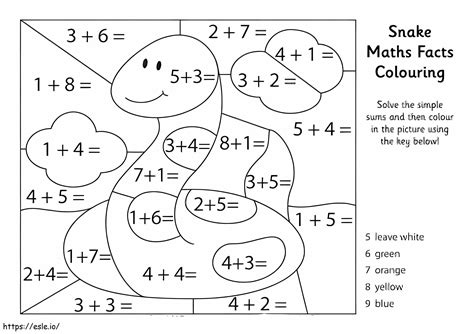 Printable Color By Number Addition Coloring Page