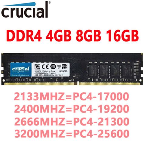 Crucial Ddr4 Ram 4gb 8gb 16gb 2133 2400 2666mhz 3200mhz Dimm Memory Desktop Ram Ebay Australia