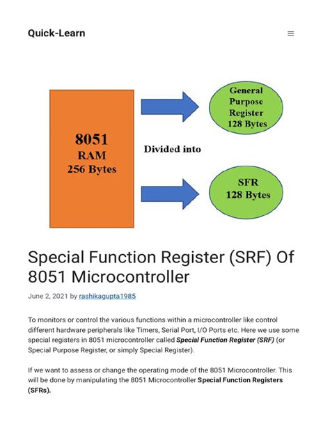 Special Function Register Srf Of 8051 Microcontroller Pdf