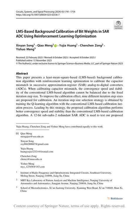 lms based background calibration of bit weights in sar adc using reinforcement learning optimization