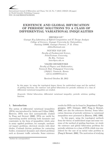 PDF Existence And Global Bifurcation Of Periodic Solutions To A Class Of Differential