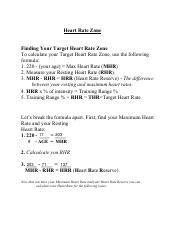 Calculate Heart Rate Zone Pdf Heart Rate Zone Finding Your Target Heart Rate Zone To Calculate