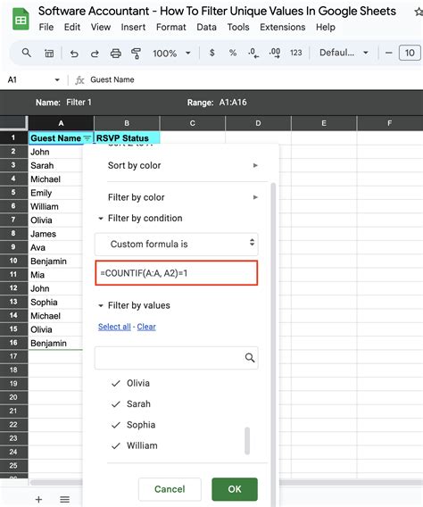 How To Filter Unique Values In Google Sheets