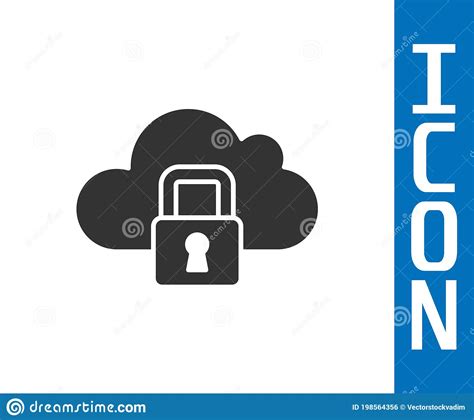 Grey Cloud Computing Lock Icon Isolated On White Background Security