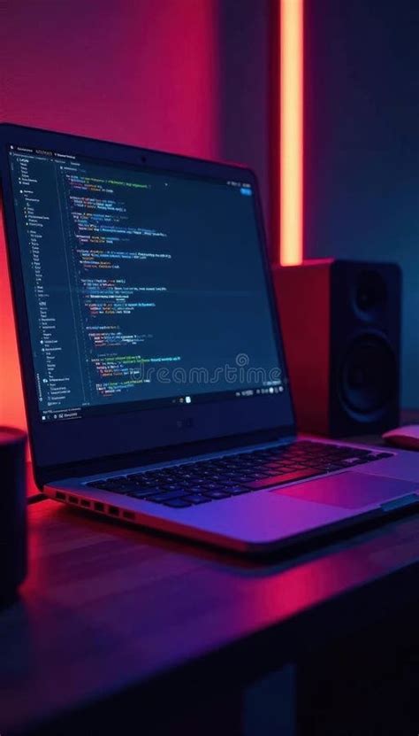 Programmer S Desk With Laptop And Code On Screen Workflow Digital
