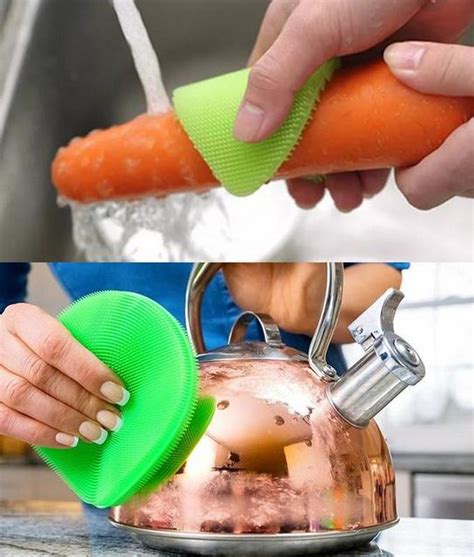 Силіконова губка 3 в 1 миття тефлону кераміки прихватка скребок диск — ціна 46 грн у