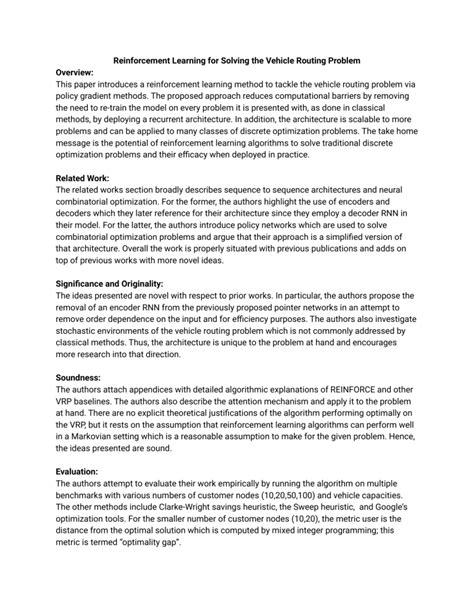 Rl For Vehicle Routing Problem A Policy Gradient Approach