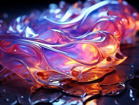 Premium Ai Image Brightly Colored Glass Sculpture On Reflective Surface With Black Background