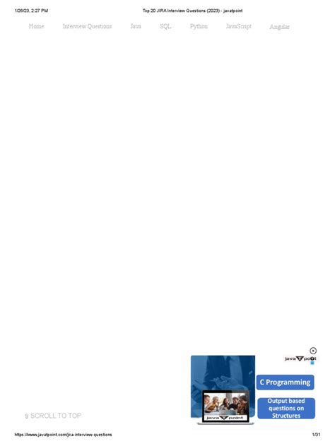 Top 20 Jira Interview Questions 2023 Javatpoint Pdf Pdf Scrum