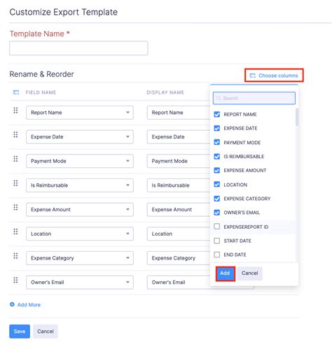 Export Templates User Guide Zoho Expense