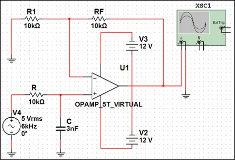 First Order Butterworth Active Low Pass Filter Circuit