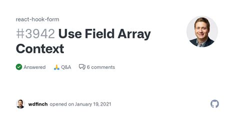 Use Field Array Context · React Hook Form · Discussion 3942 · Github