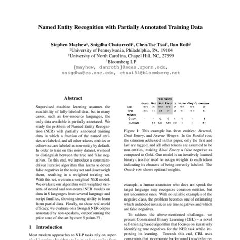 Named Entity Recognition With Partially Annotated Training Data Acl Anthology