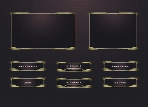 Twitch 스트리밍 패널 오버레이 디자인 템플릿 프리미엄 벡터