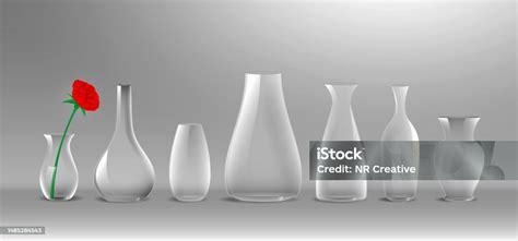 장미와 현실적인 빈 유리 화분 또는 투명 화분 설정 3d 일러스트레이터 0명에 대한 스톡 벡터 아트 및 기타 이미지 0명 갈색 그릇 Istock