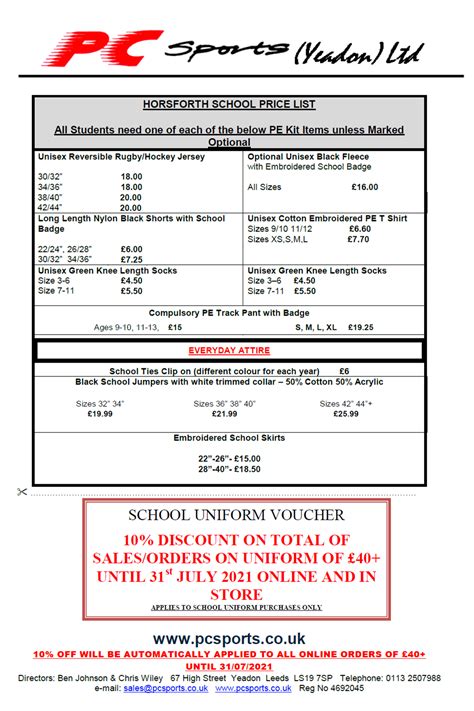 Horsforth High School Pc Sports