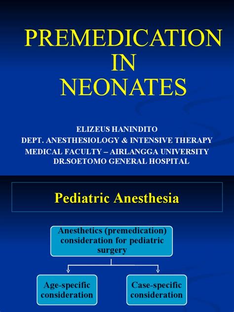Pro Pre Medication In Neonates Pdf Surgery Anesthesia