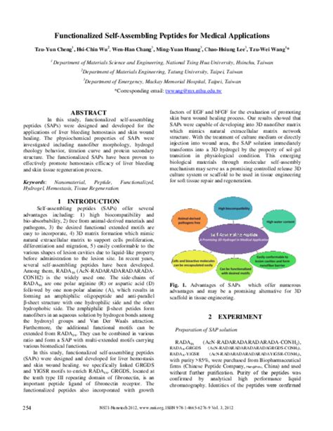 Functionalized Self Assembling Peptides For Medical Applications