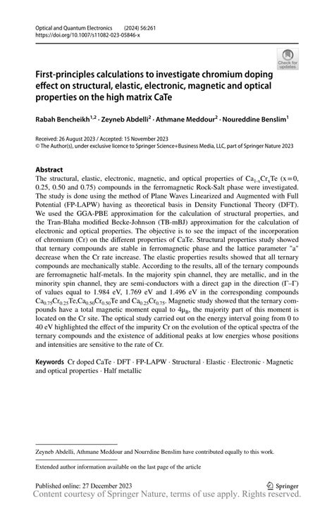First Principles Calculations To Investigate Chromium Doping Effect On Structural Elastic